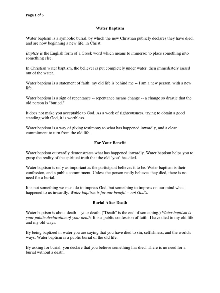 Understanding Water Baptism in Christianity | PDF | Baptism | The Gospel