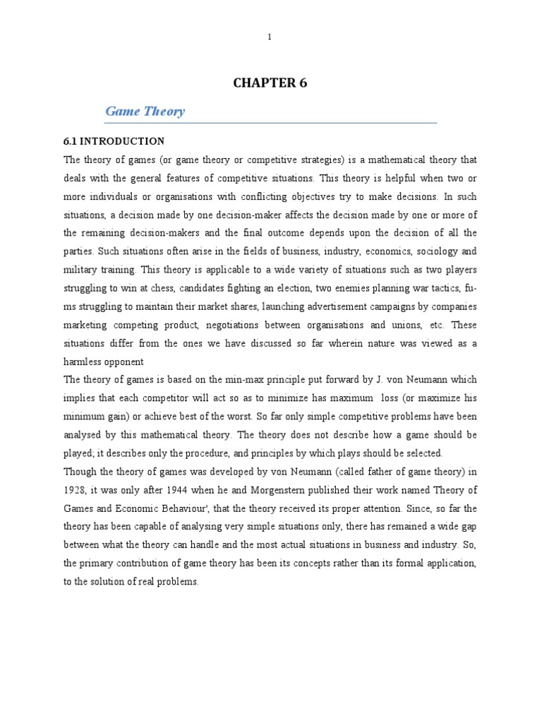 Types of Games in Game Theory | PDF | Maxima And Minima | Game Theory