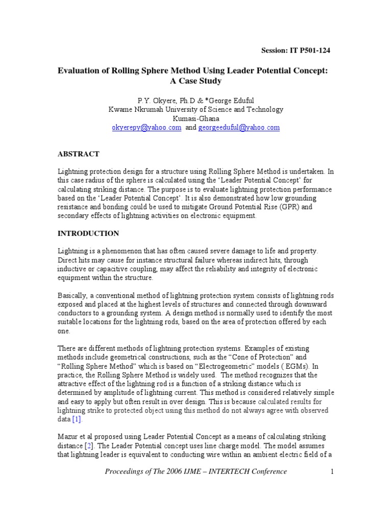 Evaluation of Rolling Sphere Method PDF | PDF | Lightning ...