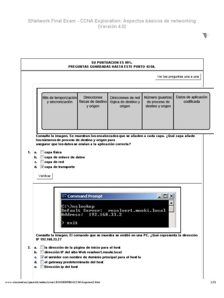ENetwork Final Exam - CCNA Exploration - Aspectos Básicos de Networking (Versión 4 | PDF ...