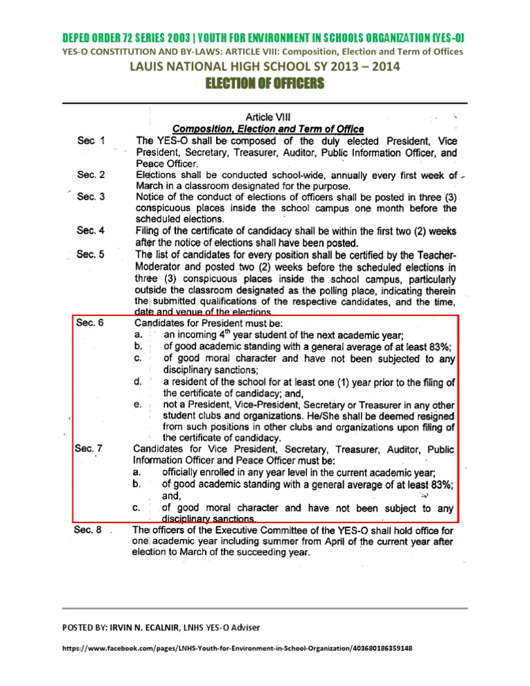 Yes-O Election of Officers | PDF