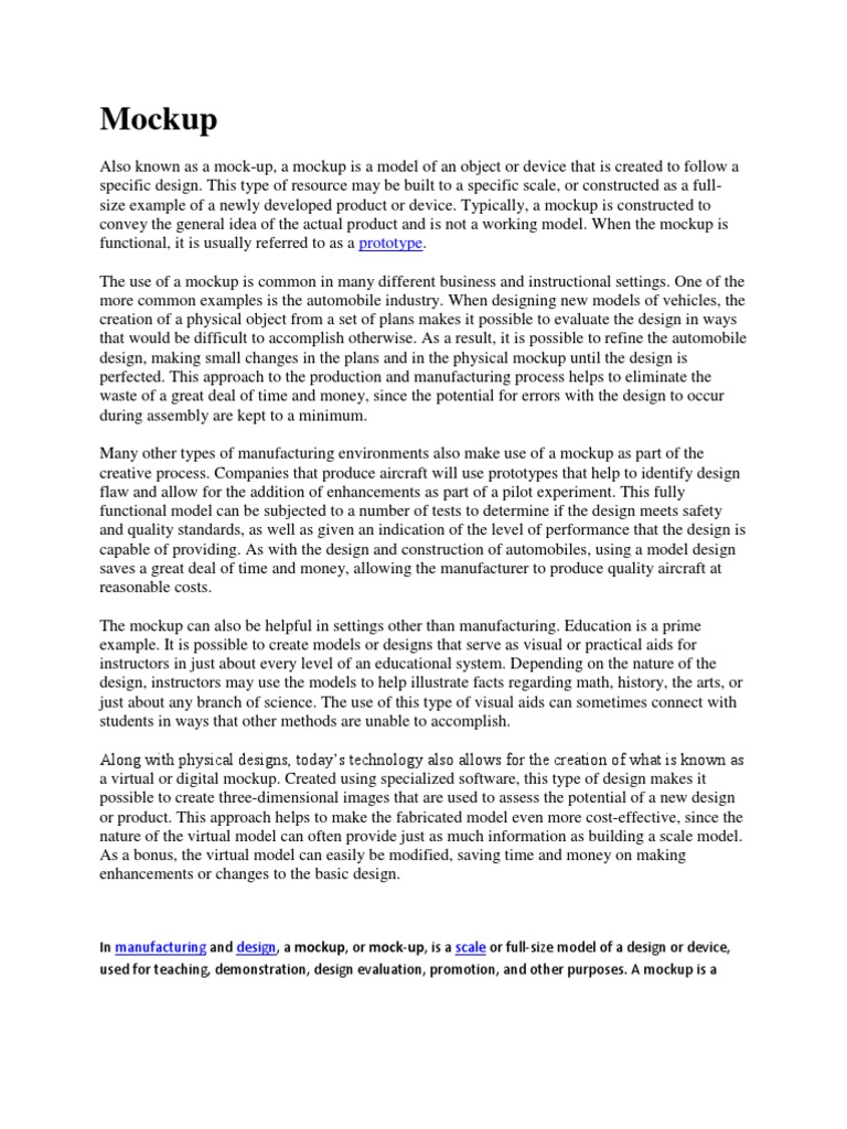 Mock Up Model | Download Free PDF | Science And Technology | Systems ...