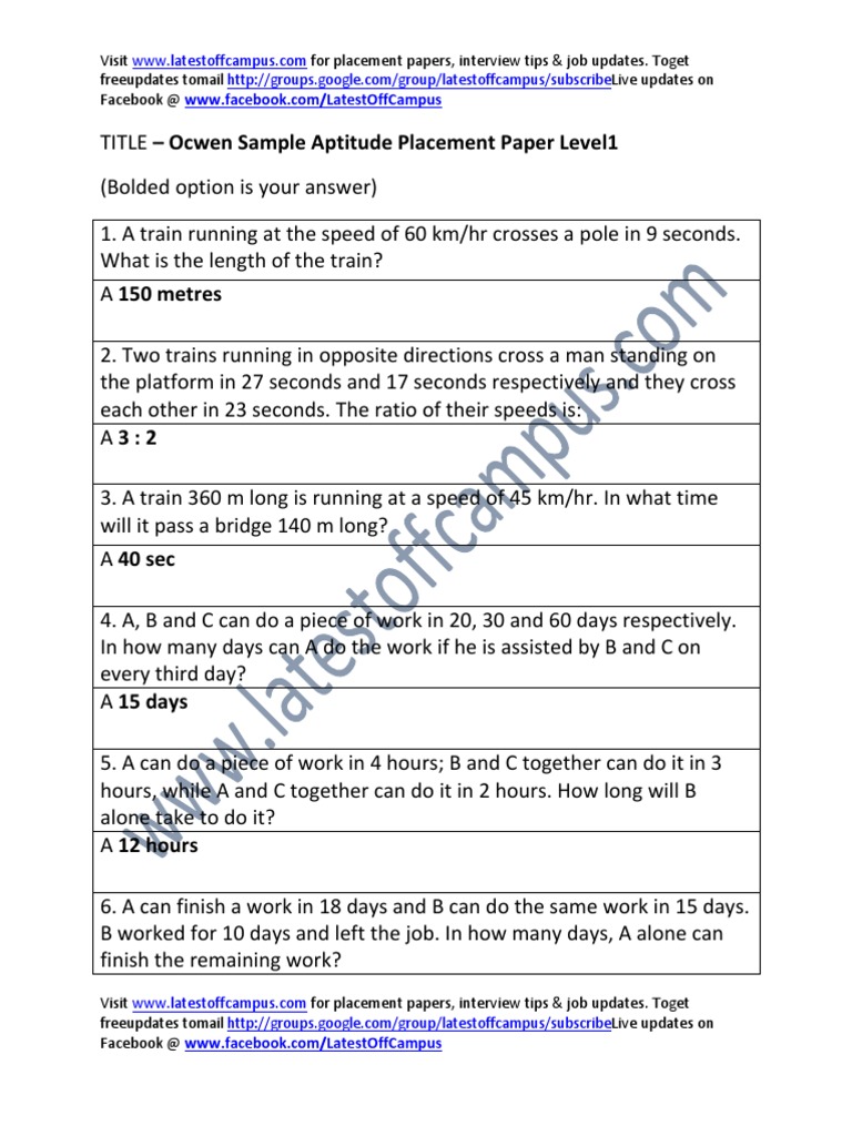 Ocwen Sample Aptitude Placement Paper Level1 | PDF | Interest | Economies