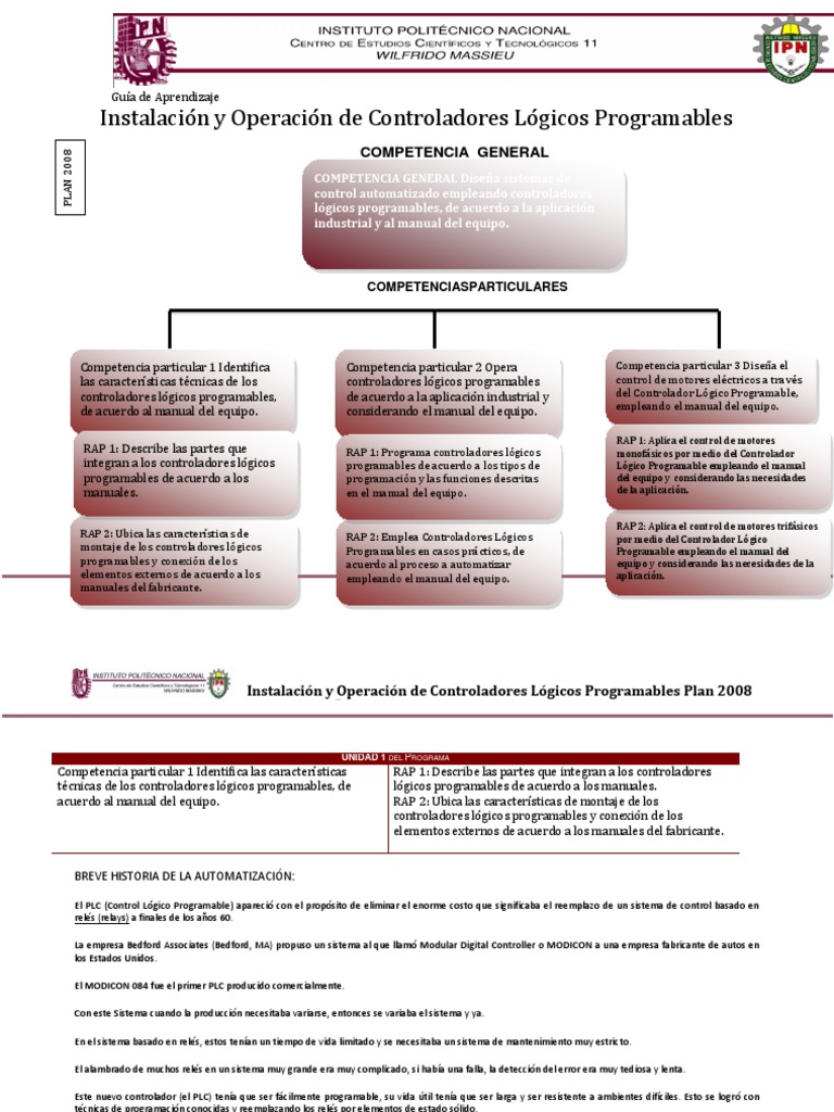 Instalación y Operación de Controladores Lógicos Programables | PDF ...