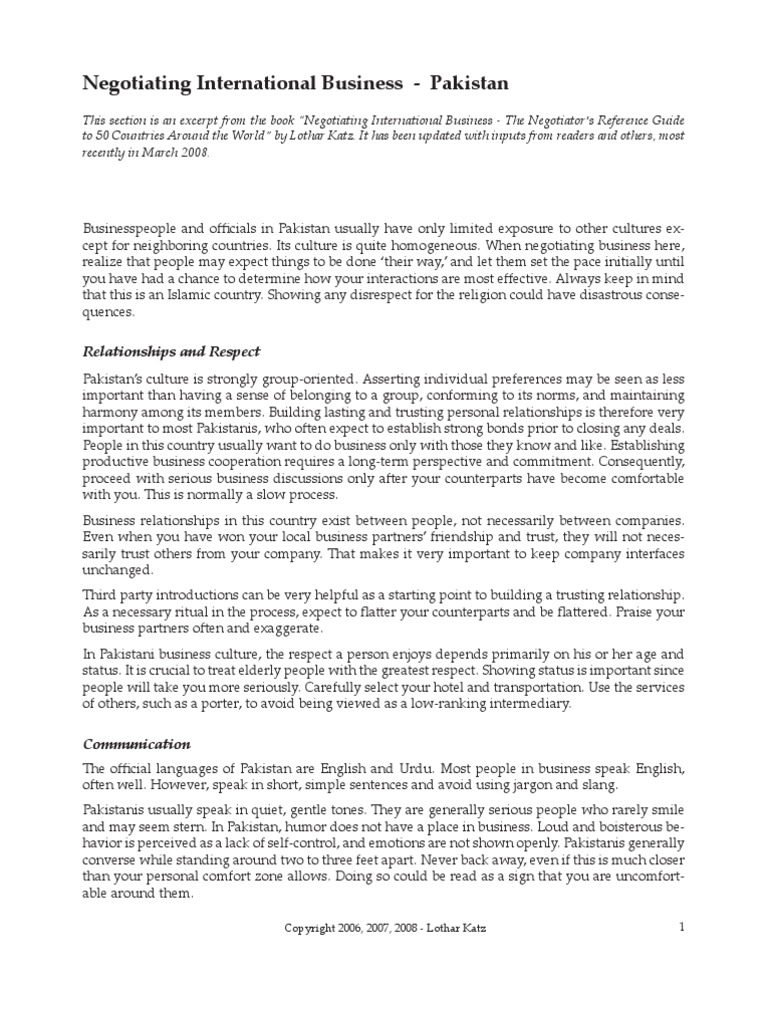 Pakistan | PDF | Negotiation | Bargaining
