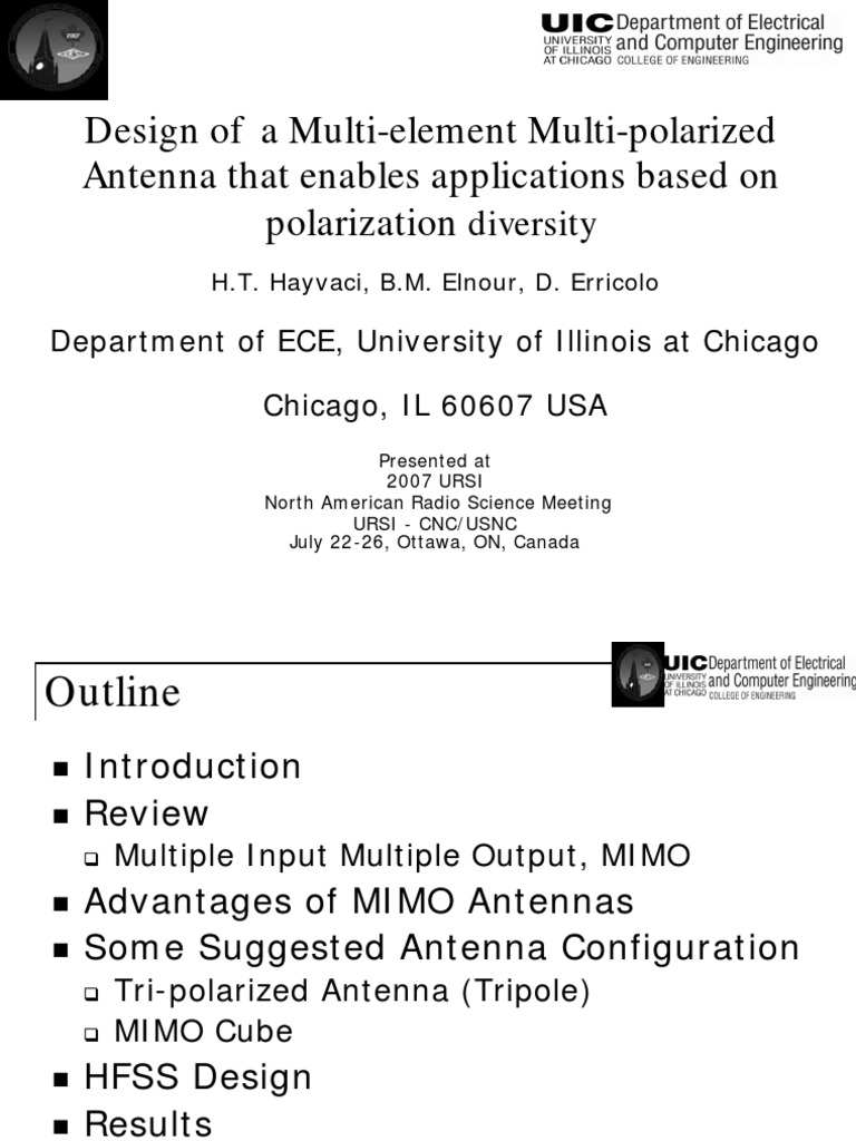 Multi-element Multi-polarized Antenna Design for MIMO Applications ...