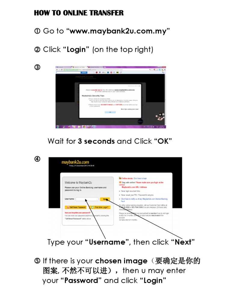 How To Online Transfer (Maybank) | PDF