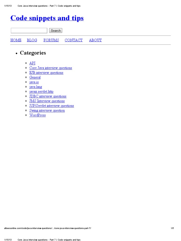 Code Snippets and Tips: Categories | PDF | Thread (Computing) | Method (Computer Programming)