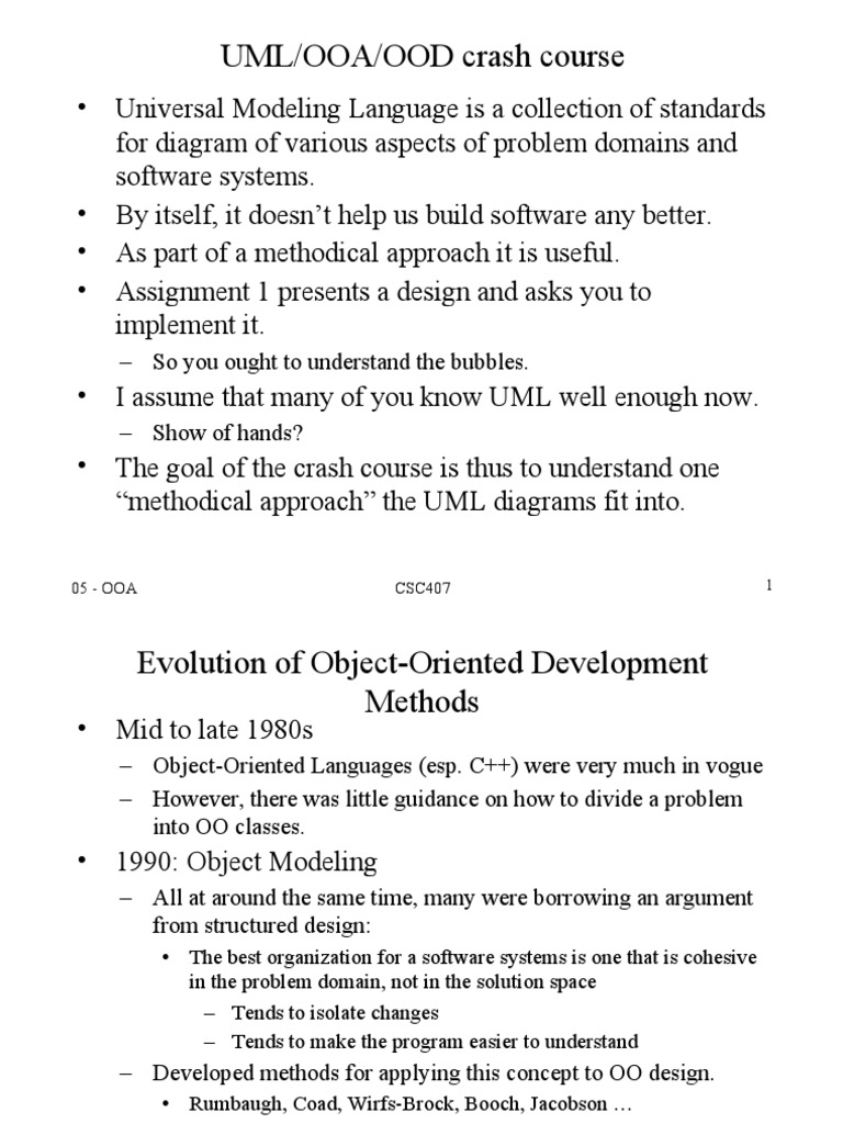 UML/OOA/OOD Crash Course: - So You Ought To Understand The Bubbles. - Show of Hands? | PDF ...