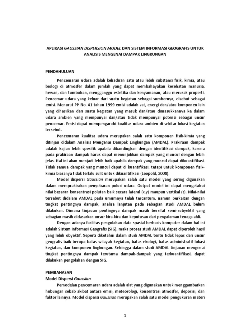 Visualisasi Gaussian Dispersion Model Dalam SIG Untuk AMDAL | PDF