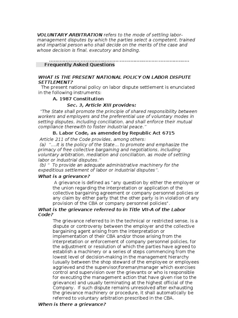 Voluntary Arbitration | Collective Bargaining | Arbitration