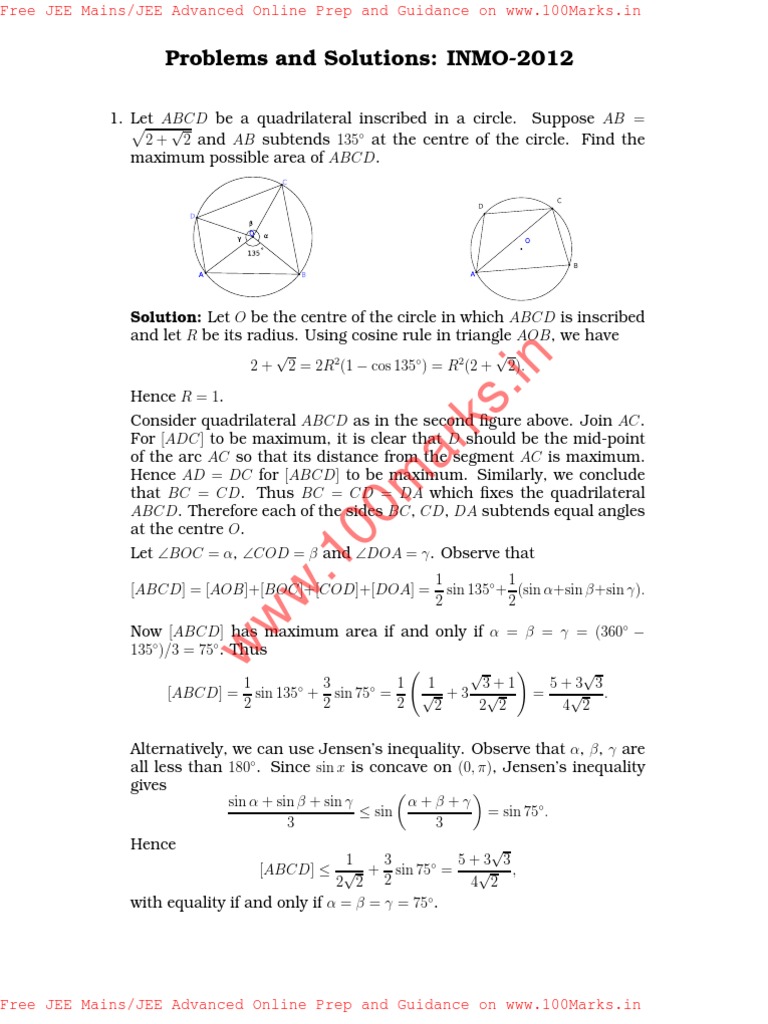 Inmo-2012 Previous Year Question Papers of Indian National Mathematical ...