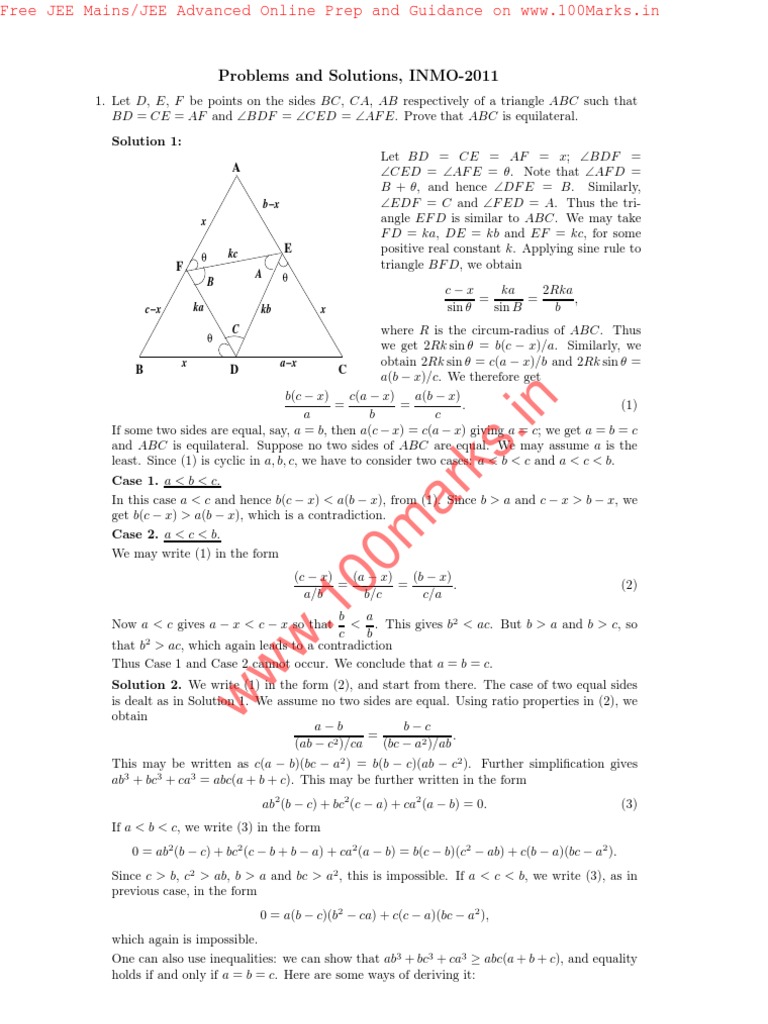 Inmo-Sol-2011 Previous Year Question Papers of Indian National ...