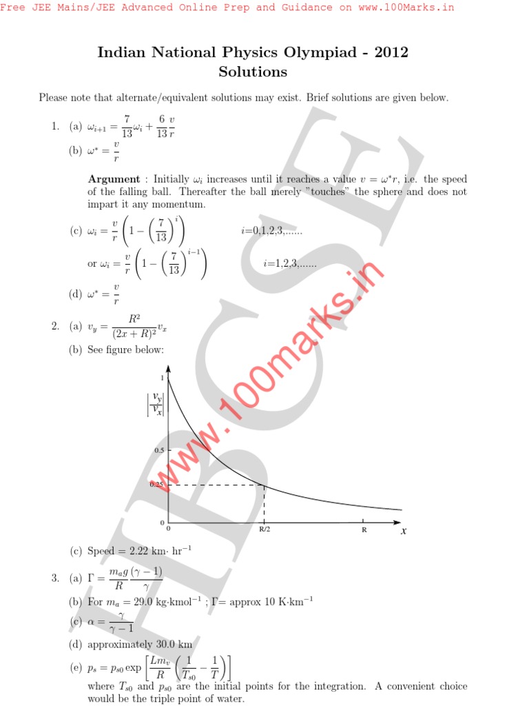 INPhO2012 Solutions of Previous Year Question Papers of Indian National ...