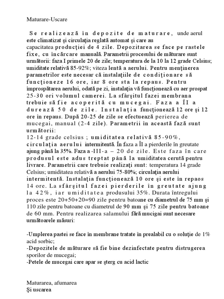 Salamuri Uscare, Maturare | PDF