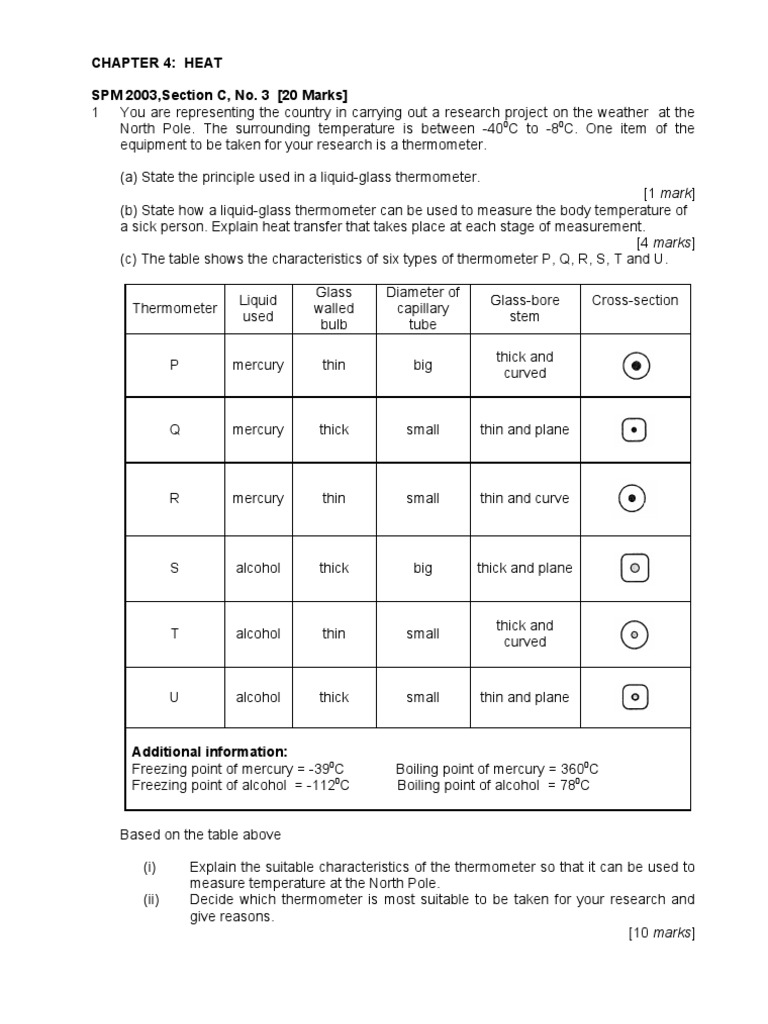 Physics SPM 2003 | PDF | Thermometer | Temperature