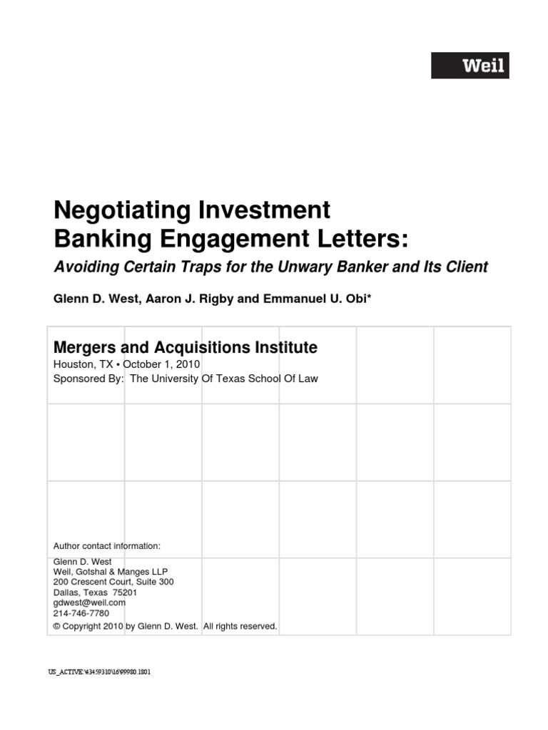 Negotiating Investment Banking Engagement Letters | Real Estate Broker ...