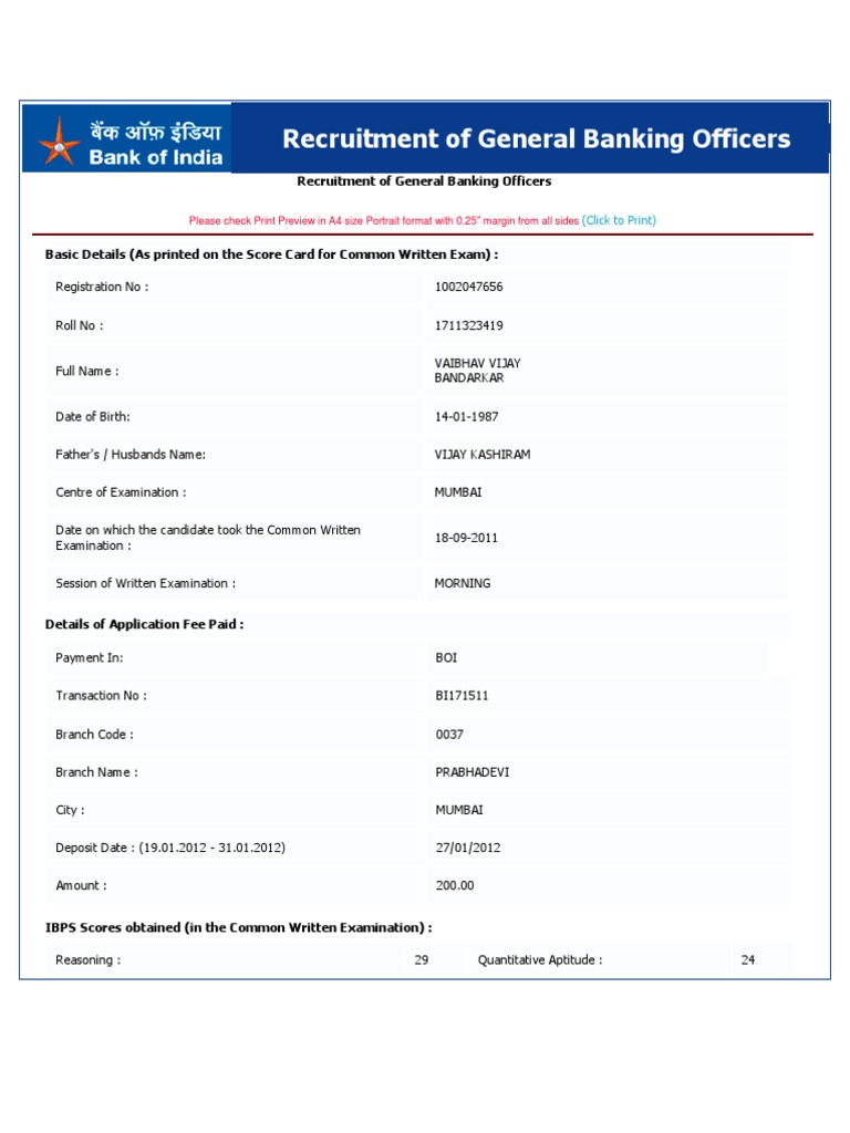 BOI General Banking Officer Application | PDF