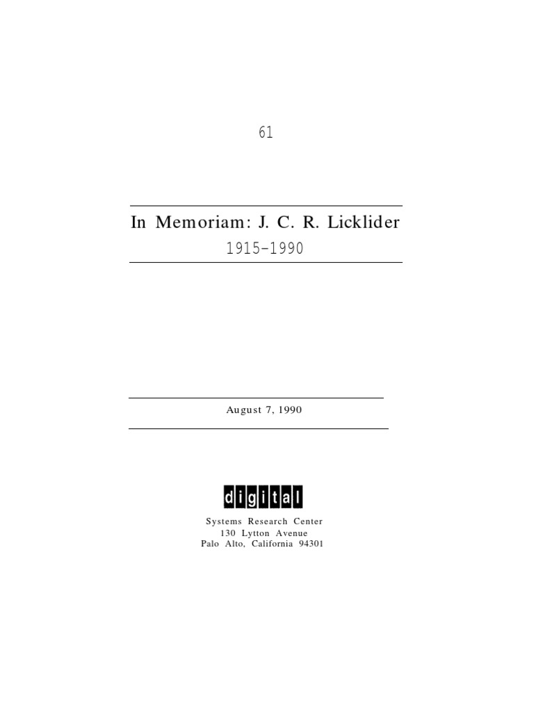 LICKLIDER, J.C.R. The Computer As A Communication Device | PDF ...