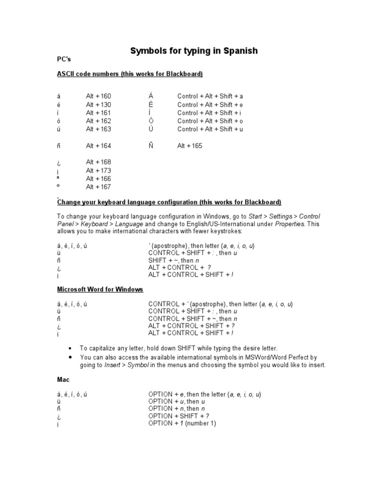 Spanish Accent Typing Guide | PDF