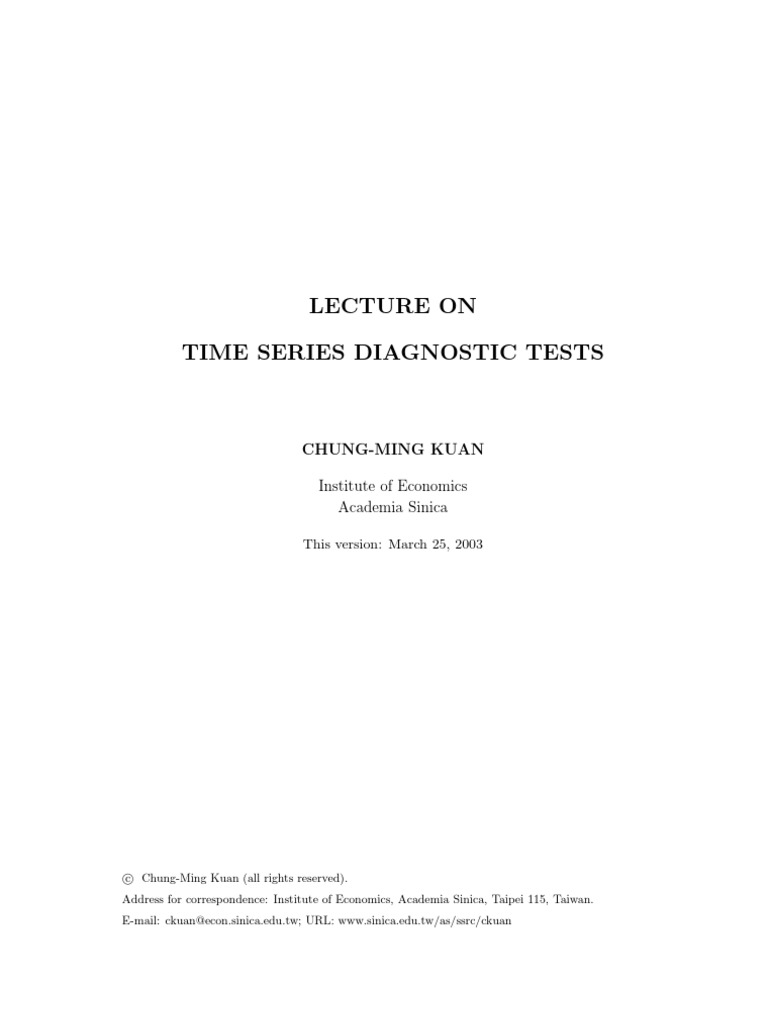 Time Series Diagnostic Test | PDF | Autocorrelation | Statistical ...