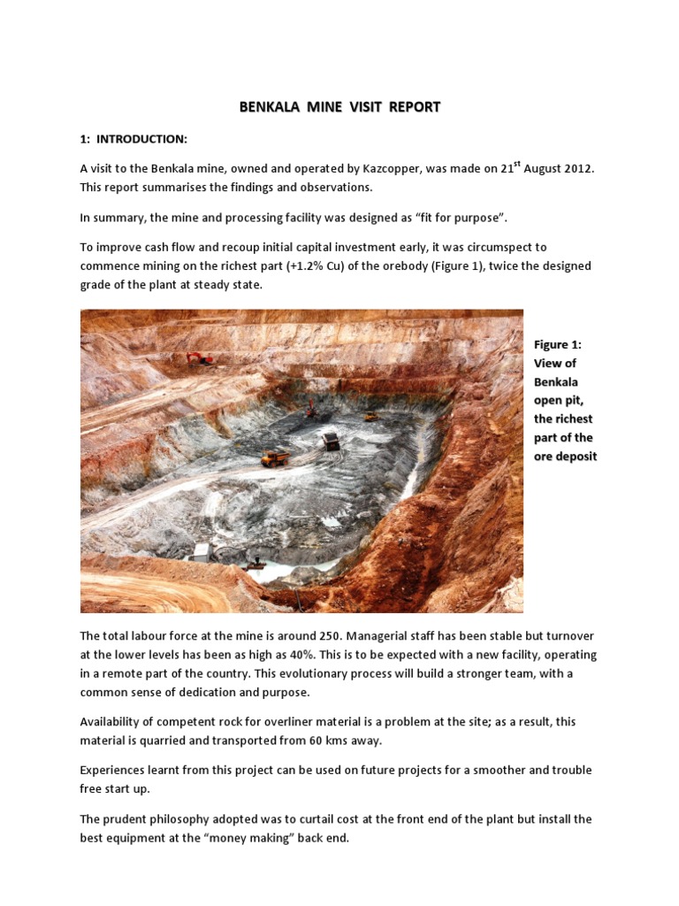 Benkala Mine Visit Report | PDF | Mining | Pump