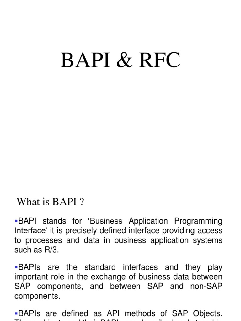 Bapi And Rfc Pdf Application Programming Interface Object Computer Science 