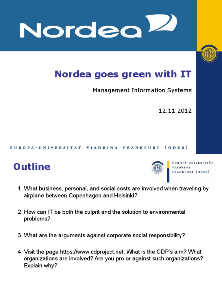 Nordea's Green IT Initiatives | PDF | Natural Environment | Economies