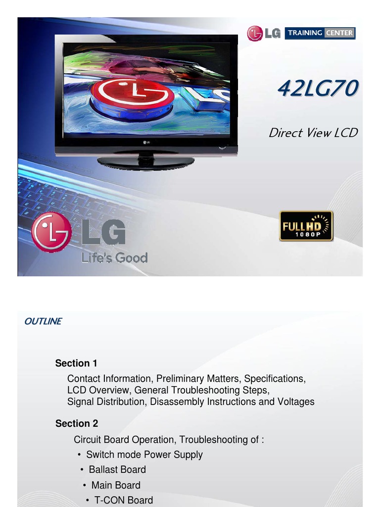 LG Training Manual LCD TV 42LG70 | PDF