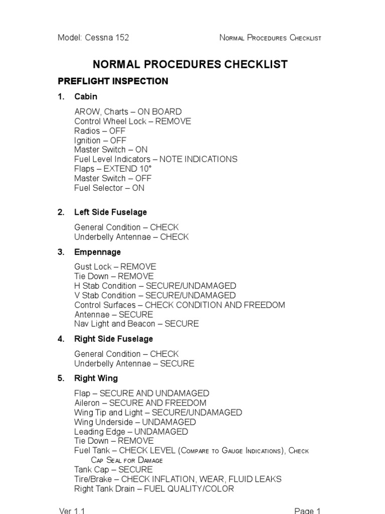 C152 Checklist | PDF | Takeoff | Carburetor