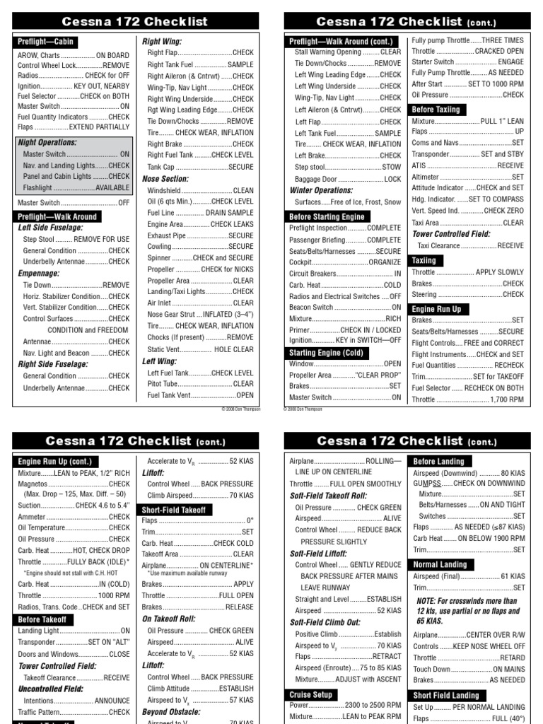 Cessna 172 Preflight Checklist