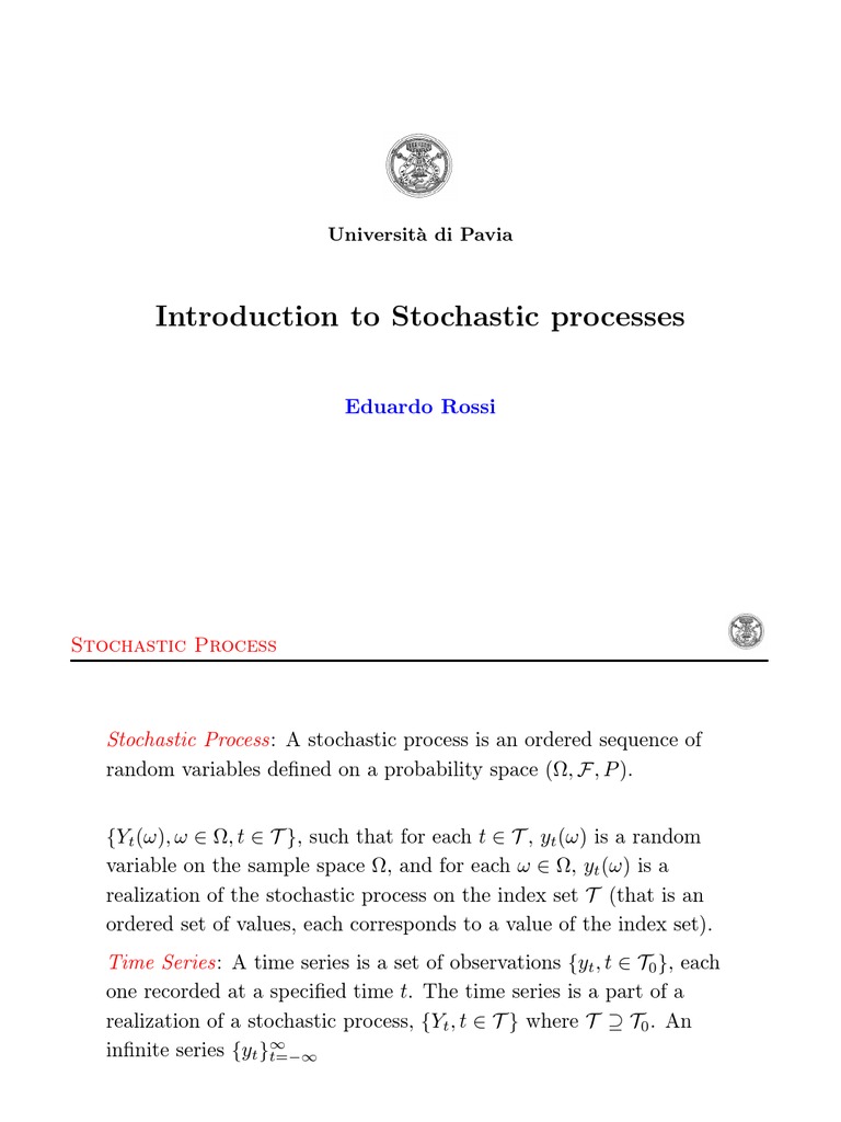 Introduction To Stochastic Processes | PDF | Stationary Process | Stochastic Process