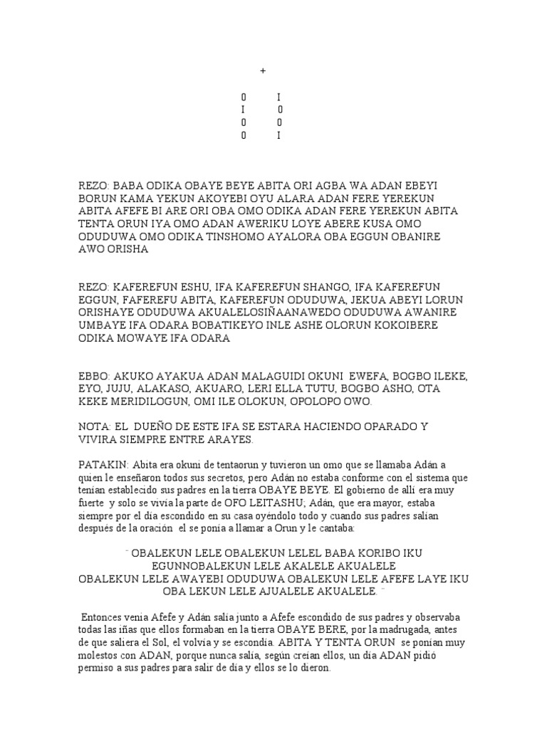 Odi Ka Nacimiento de Tenta Orun | PDF | Santeria | Religión y creencia