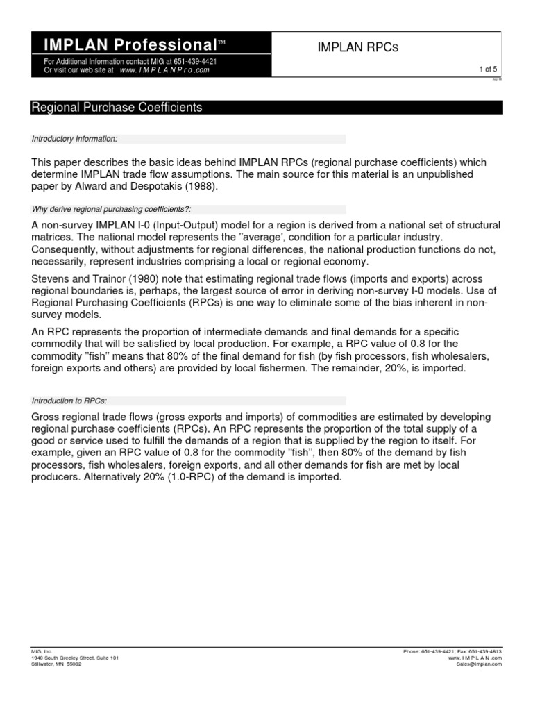 Implan Rpcs | Download Free PDF | Input–Output Model | Economics