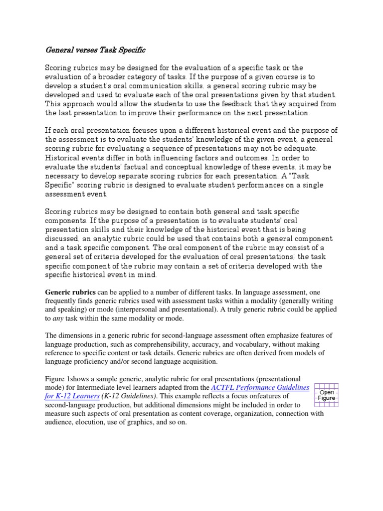 General Verses Task Specific | PDF | Rubric (Academic) | Evaluation