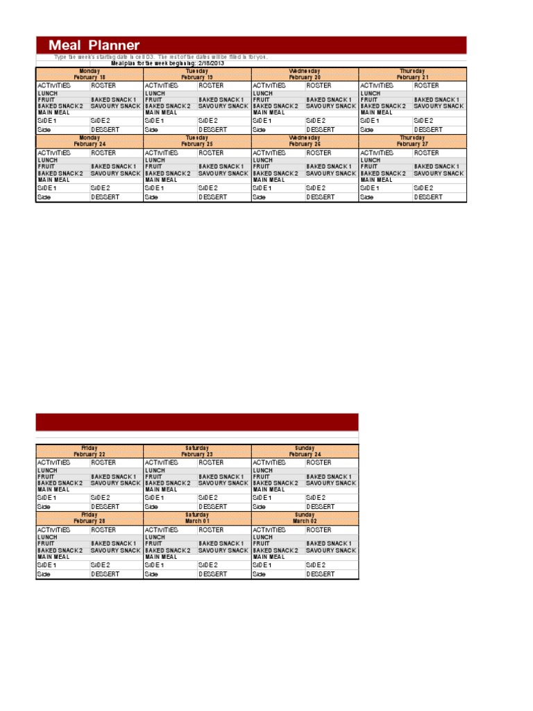 Fortnight Meal Planner | PDF