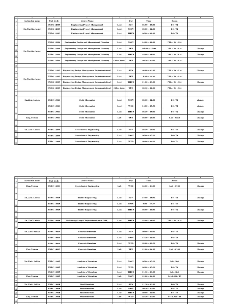 ACK Time Table | PDF | Science & Mathematics | Technology & Engineering