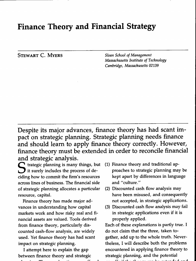 Finance Theory and Financial Strategy | PDF | Discounted Cash Flow ...