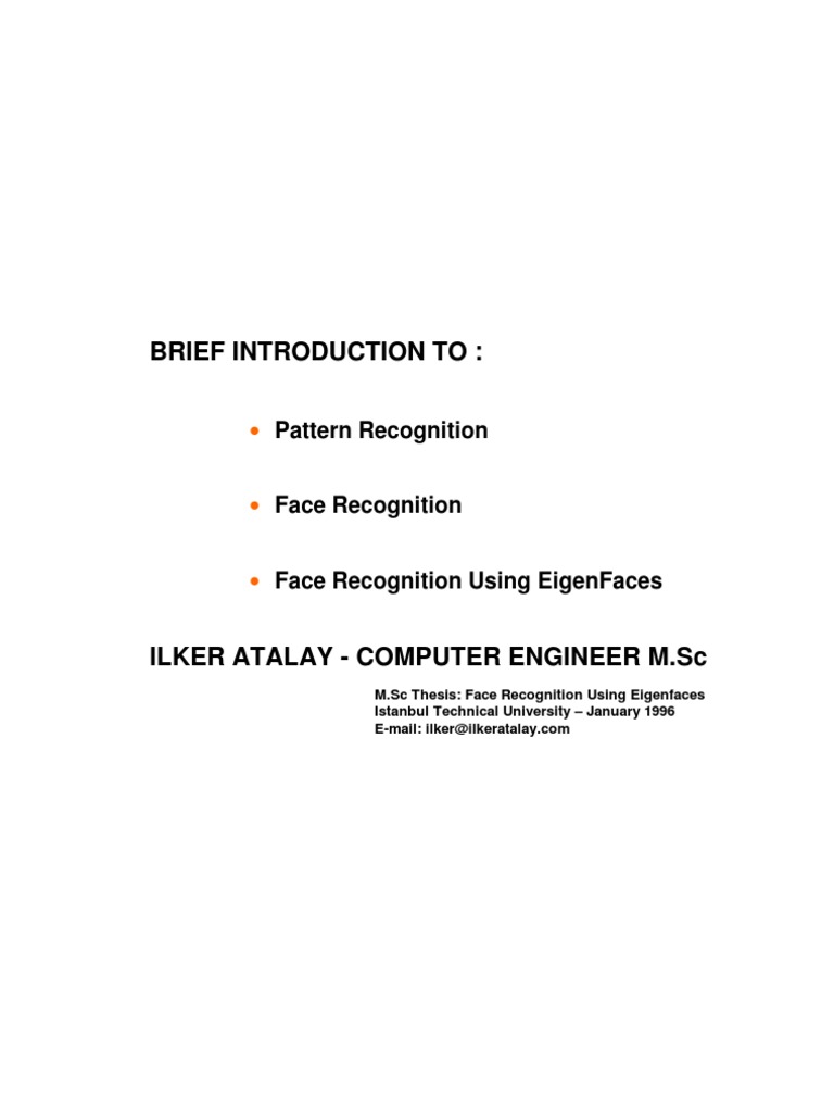 Brief Introduction To:: Pattern Recognition Face Recognition Face ...