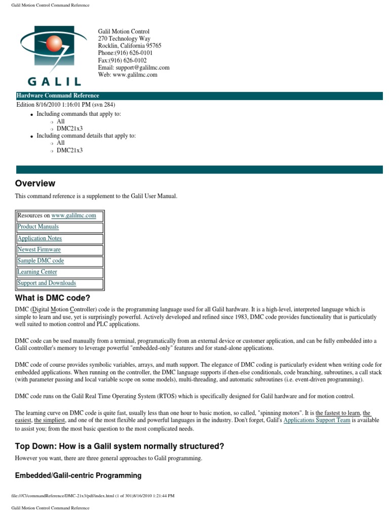 Galil Com Pdf Trigonometric Functions Parameter Computer Programming 
