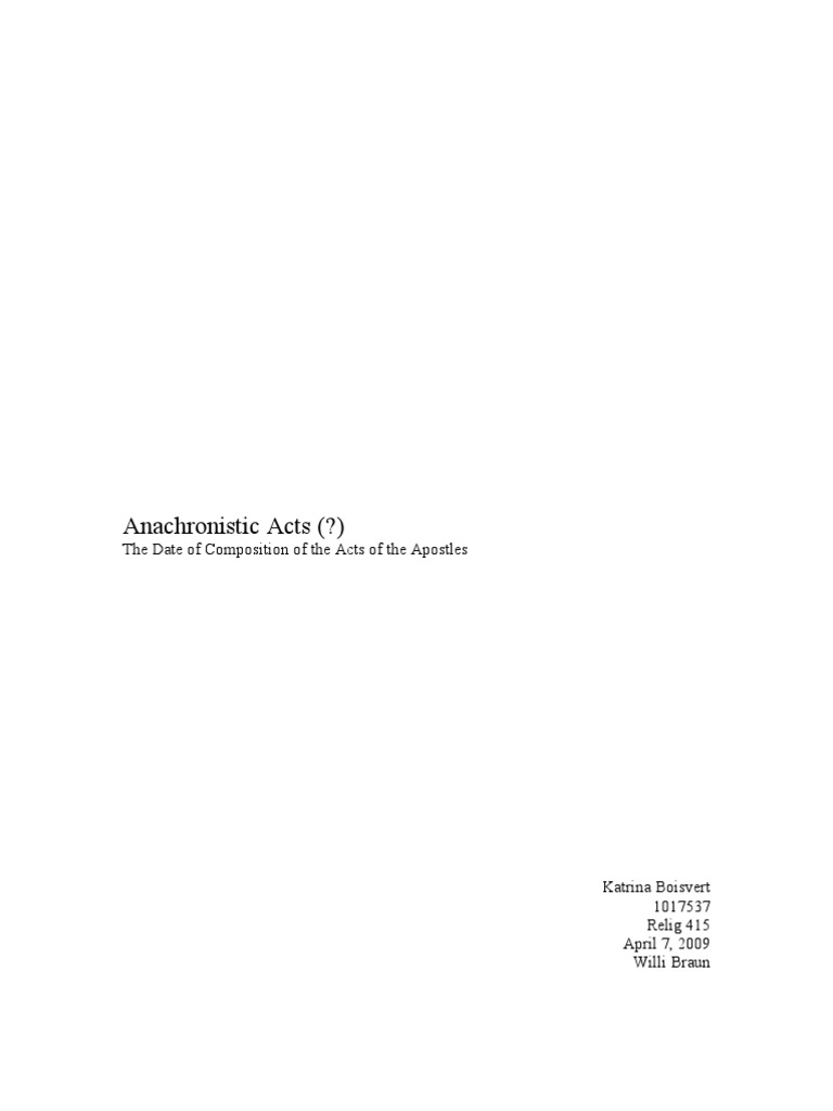 Anachronistic Acts | PDF | Acts Of The Apostles | Paul The Apostle
