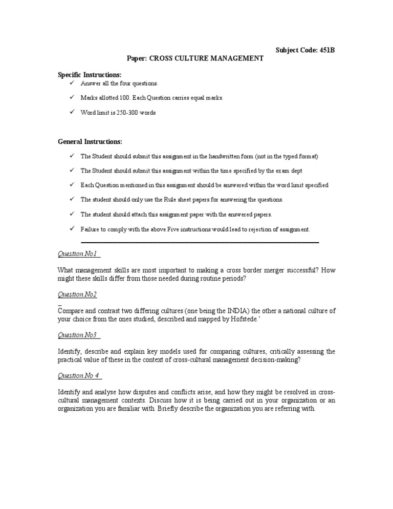 Cross-Culture Management Assignment Guide | PDF | Career & Growth