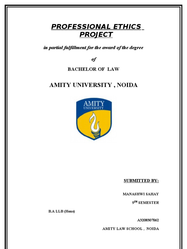 Professional Ethics Project | PDF | Advocate | Lawyer