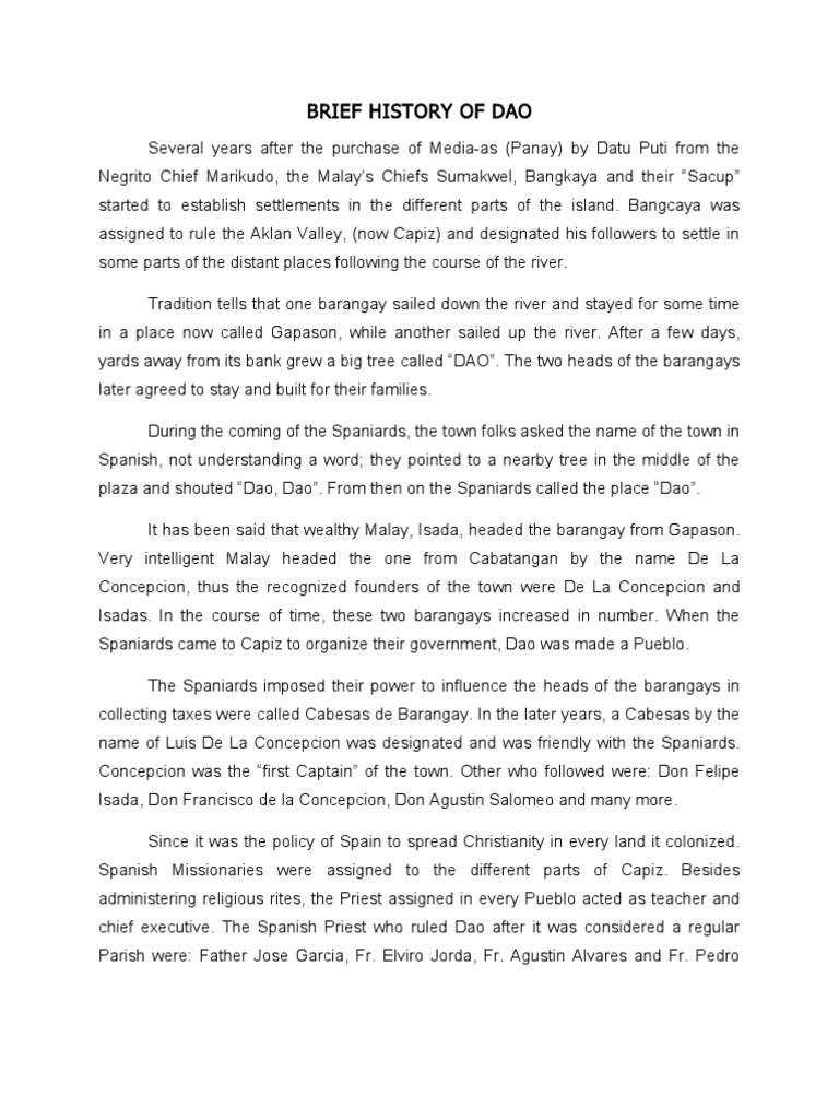 Brief History of Dao | Download Free PDF | Philippines | Spain