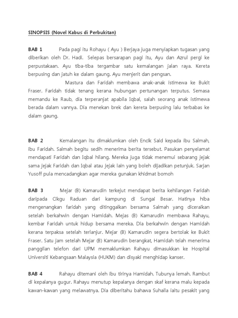 SINOPSIS Kabus Di Perbukitan | PDF | Fiksi Misteri, Thriller, & Kejahatan