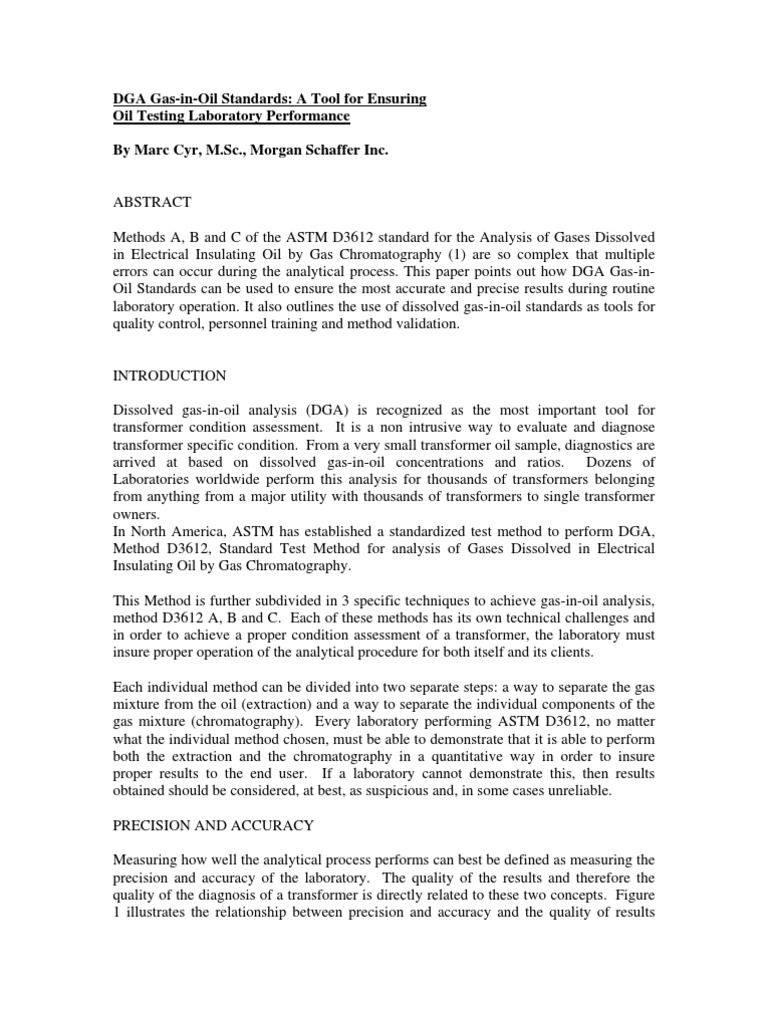 DGA - DGA Gas-In-Oil Standards A Tool - M Cyr | PDF | Accuracy And ...