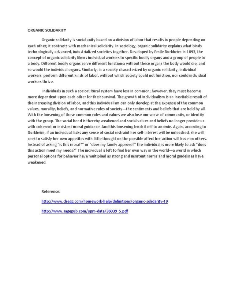 Organic Solidarity | PDF