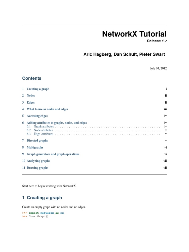 Networkx Tutorial | PDF | Vertex (Graph Theory) | Graph Theory