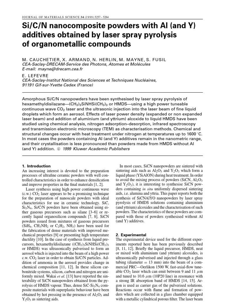 Si/C/N Nanocomposite Powders With Al (And Y) Additives Obtained by ...