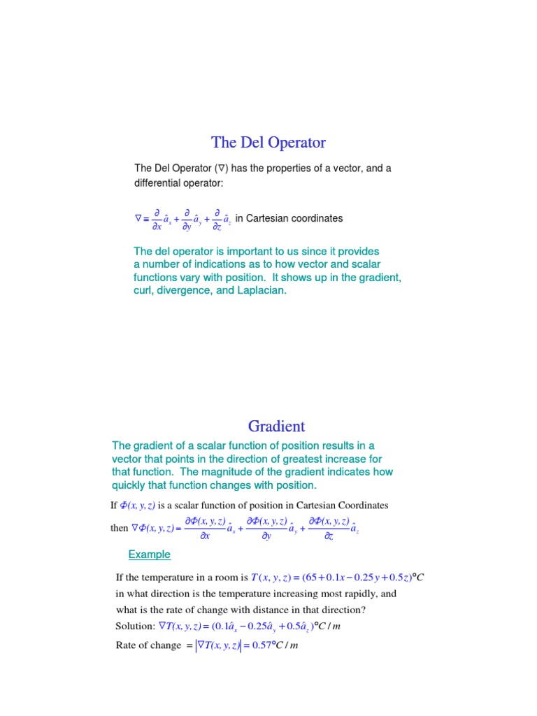 Del Operator | PDF | Divergence | Gradient